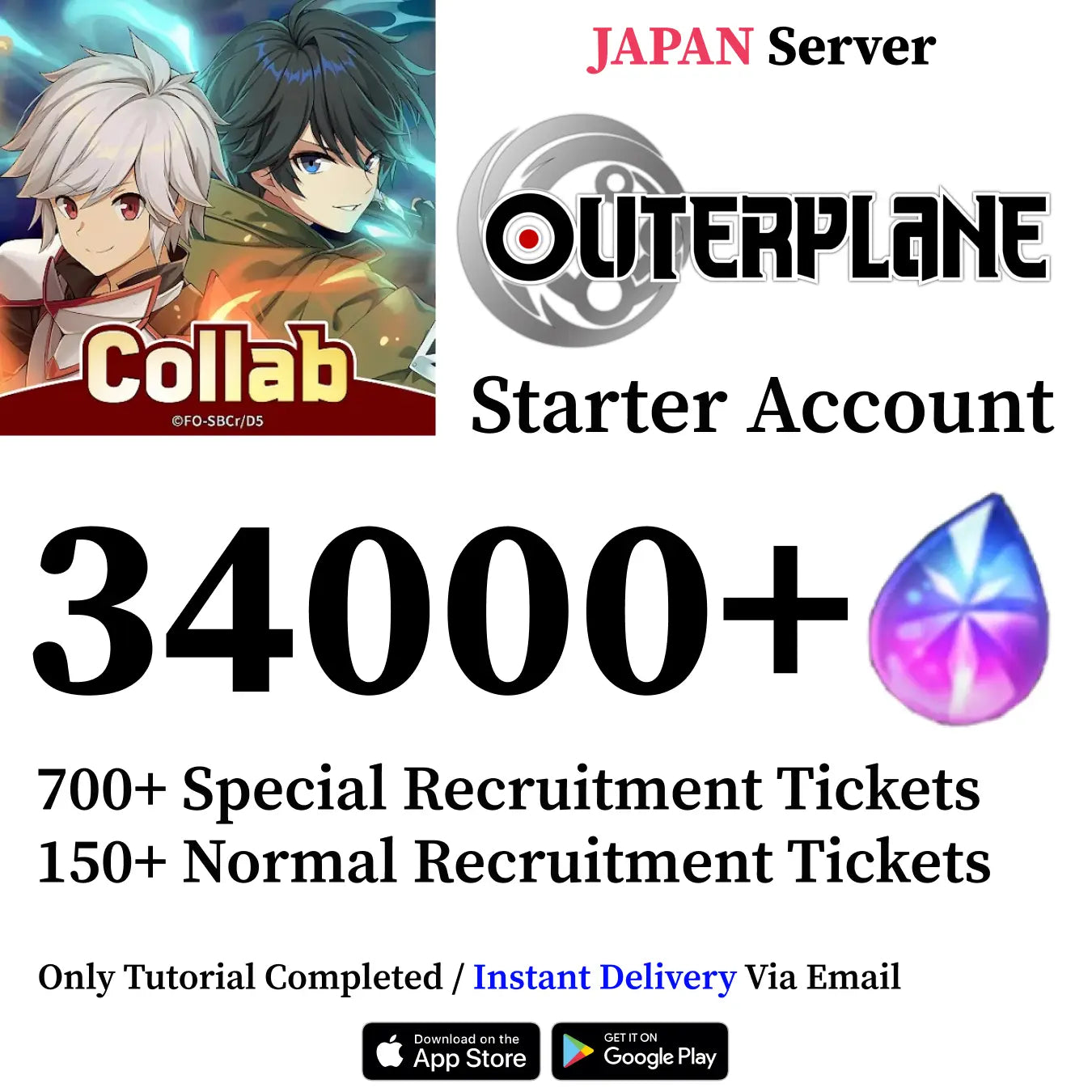 OUTERPLANE Japan Starter Account with 10.000 Ether
