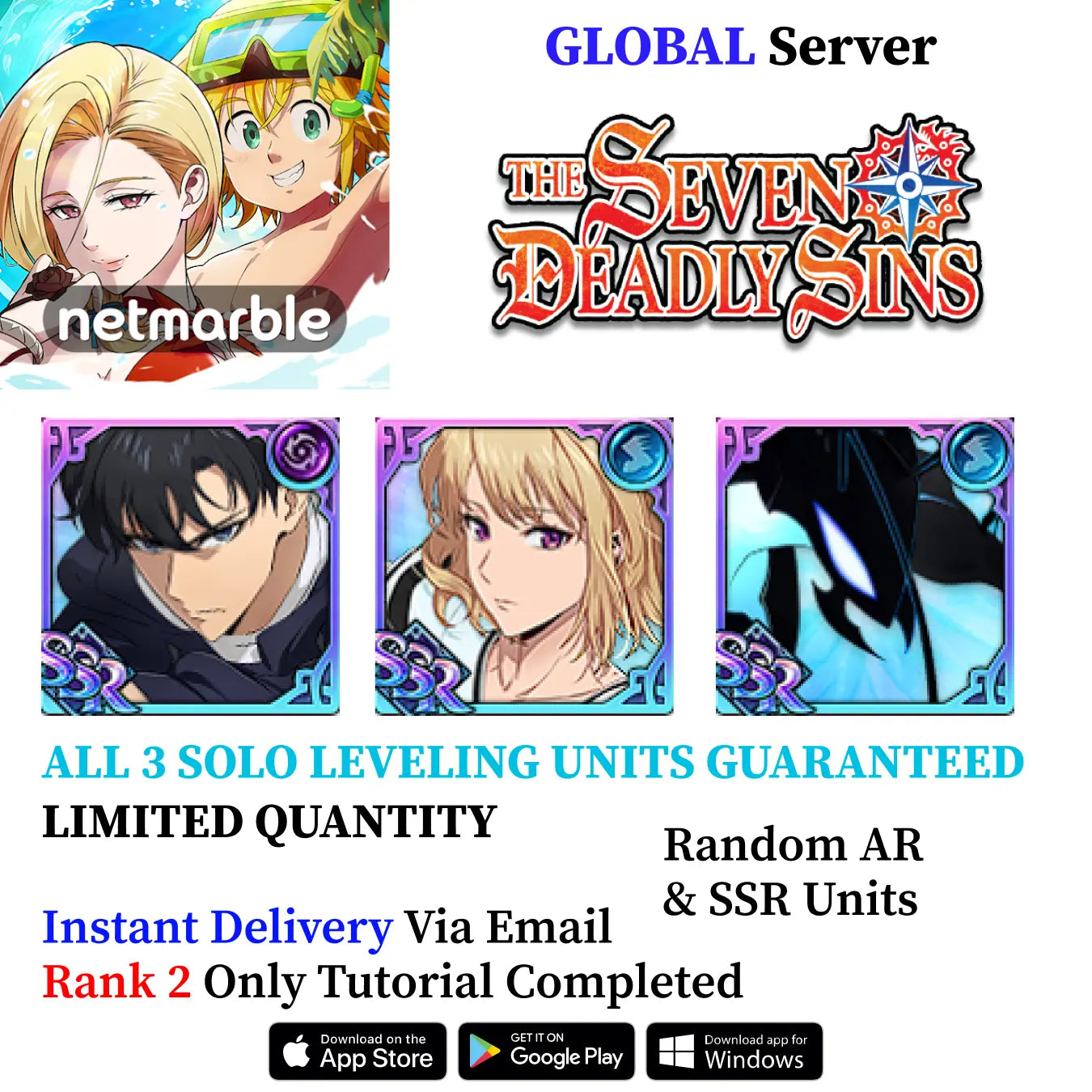 7DS Grand Cross Account with Solo Leveling Collab