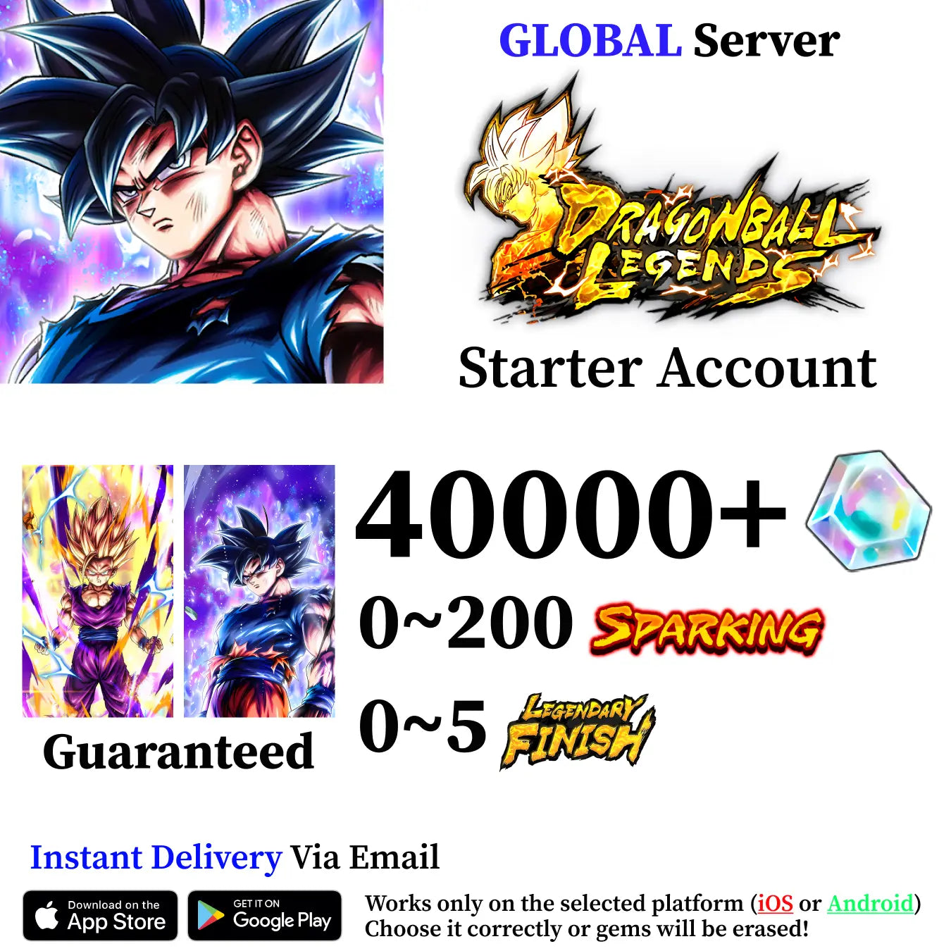 SS2 Gohan with Ultra Instinct Sign Goku Starter Account DB Legends