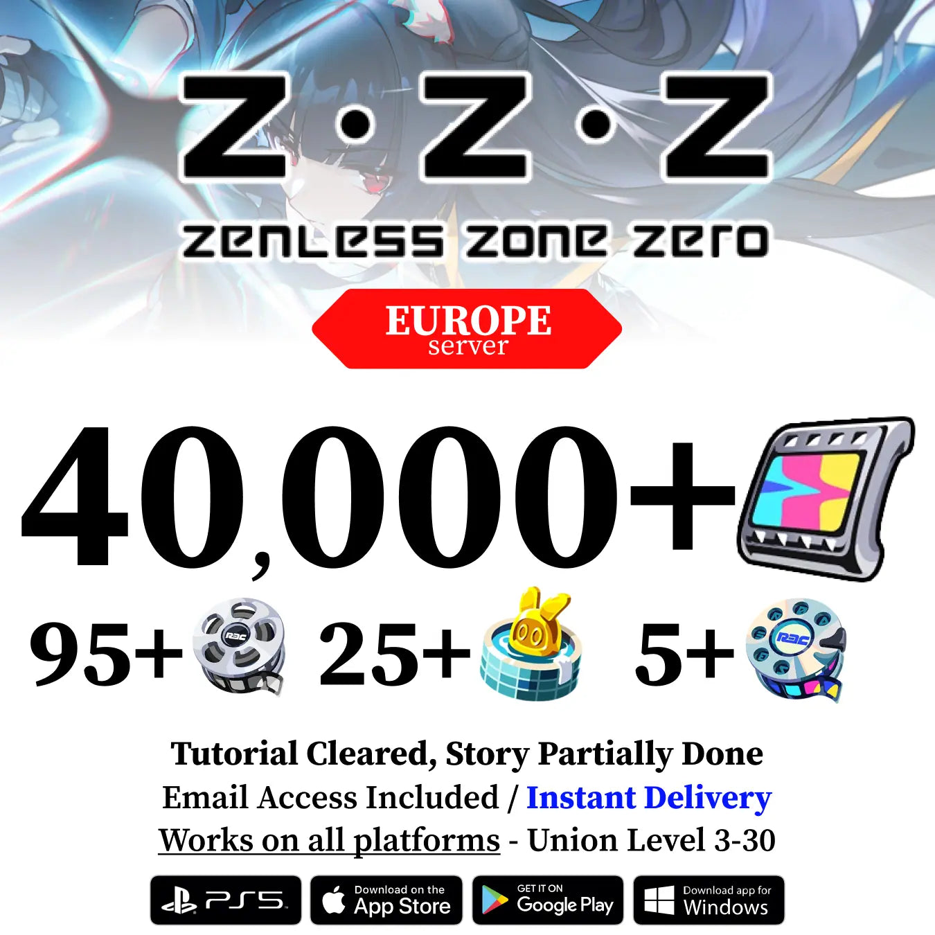 Zenless Zone Zero Reroll Starter Account Europe ZZZ