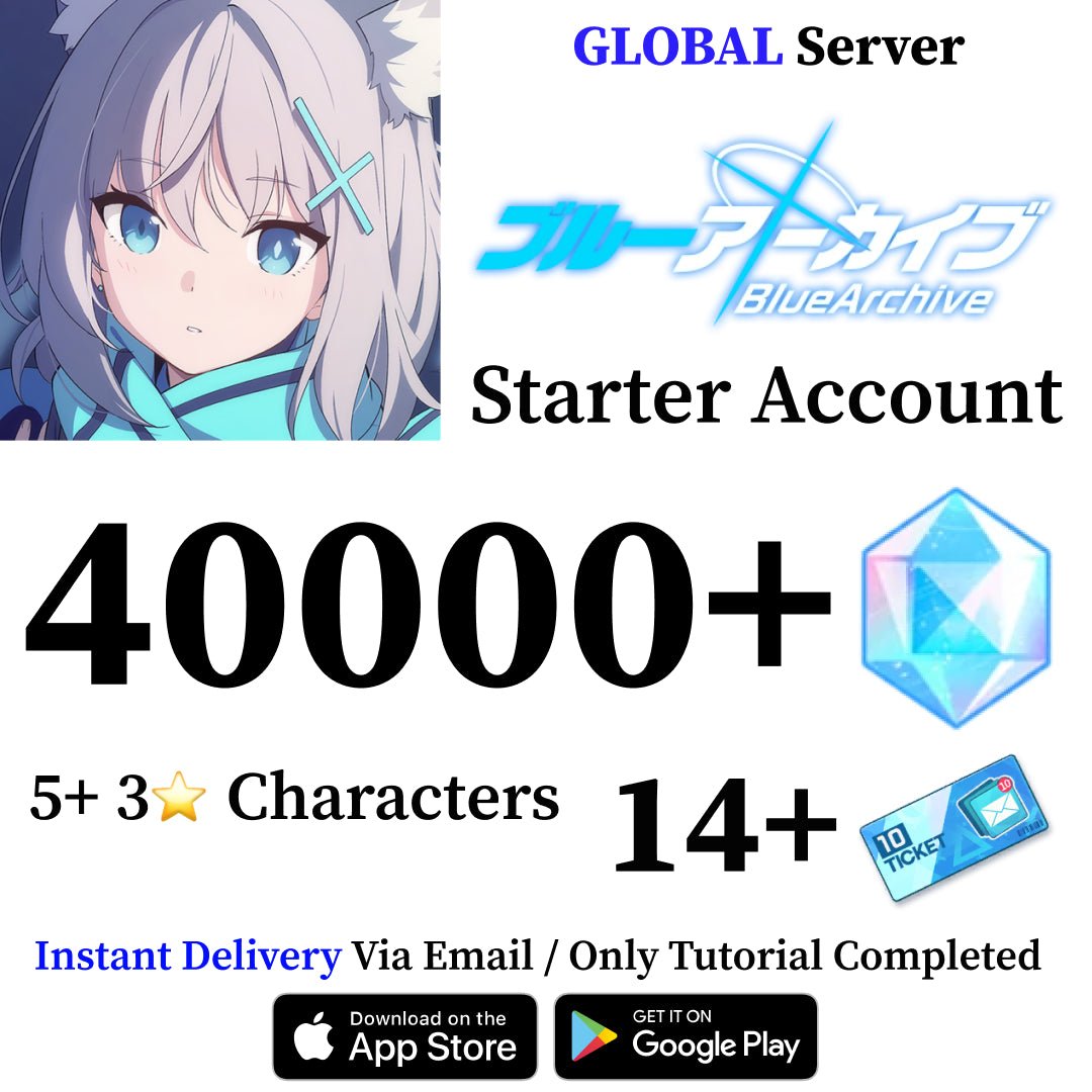 Blue Archive Starter Reroll Account with 40,000 Gems
