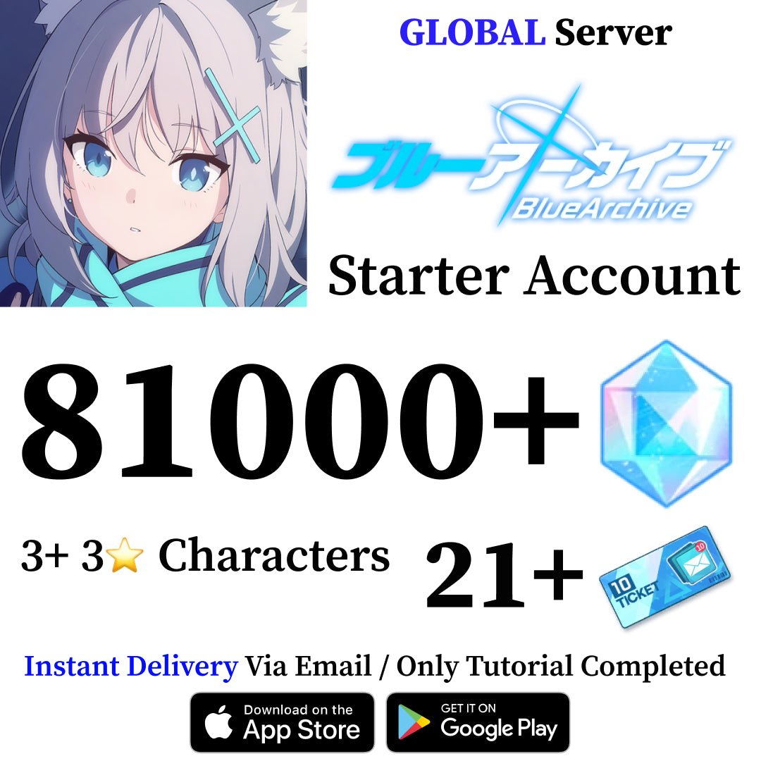 Blue Archive Starter Reroll Account with 70,000 Gems